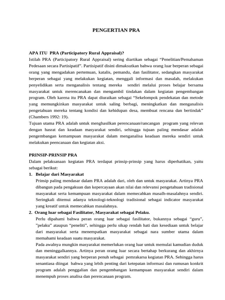 Bahan Bacaan PRA Juli 06 | PDF