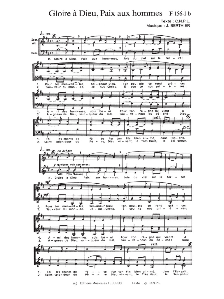 F156-1b Gloire A Dieu Paix Aux Hommes | PDF