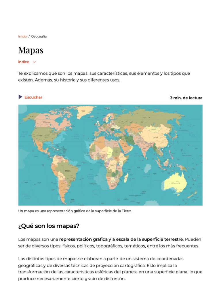 Características y tipos de mapas | PDF | Mapa | Cartografía