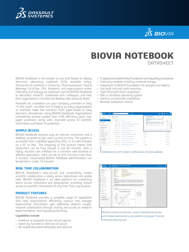 Biovia Notebook Datasheet | PDF | Computing | Information Technology