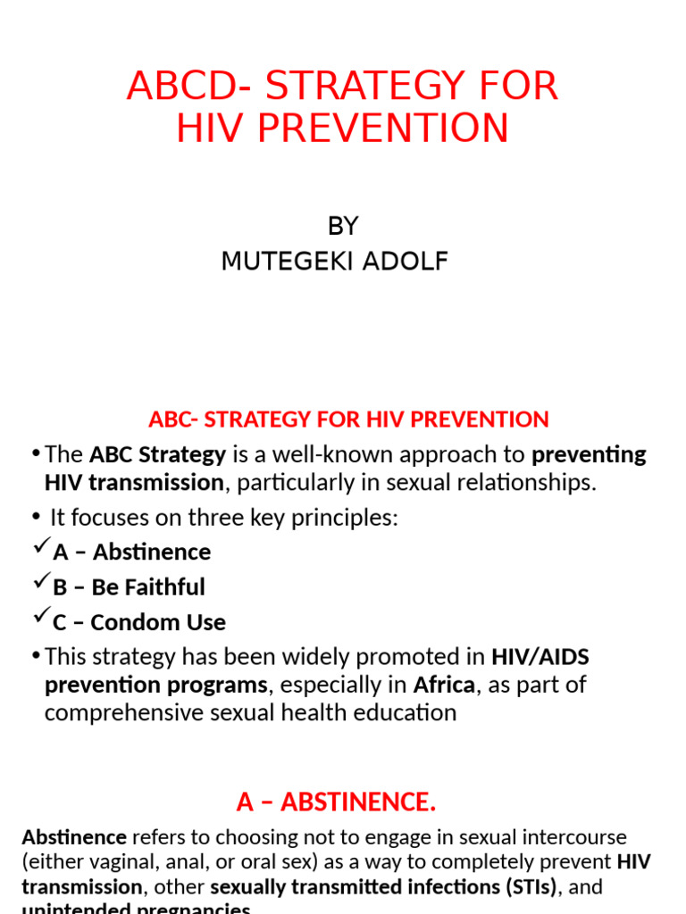 Abcd - Strategy For Hiv Prevention | PDF | Sexually Transmitted ...