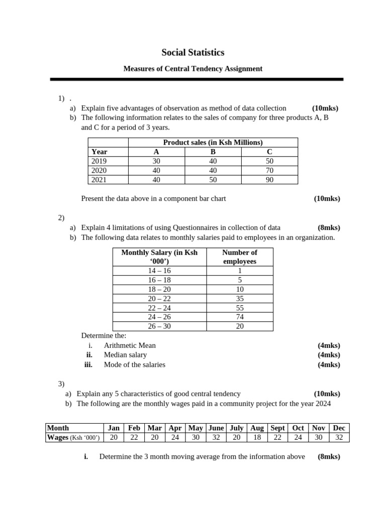 Social Statistics: Central Tendency Analysis | PDF | Average ...