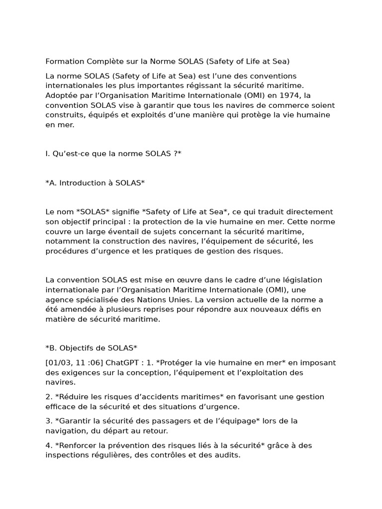 Formation sur la Norme SOLAS | PDF | Sécurité