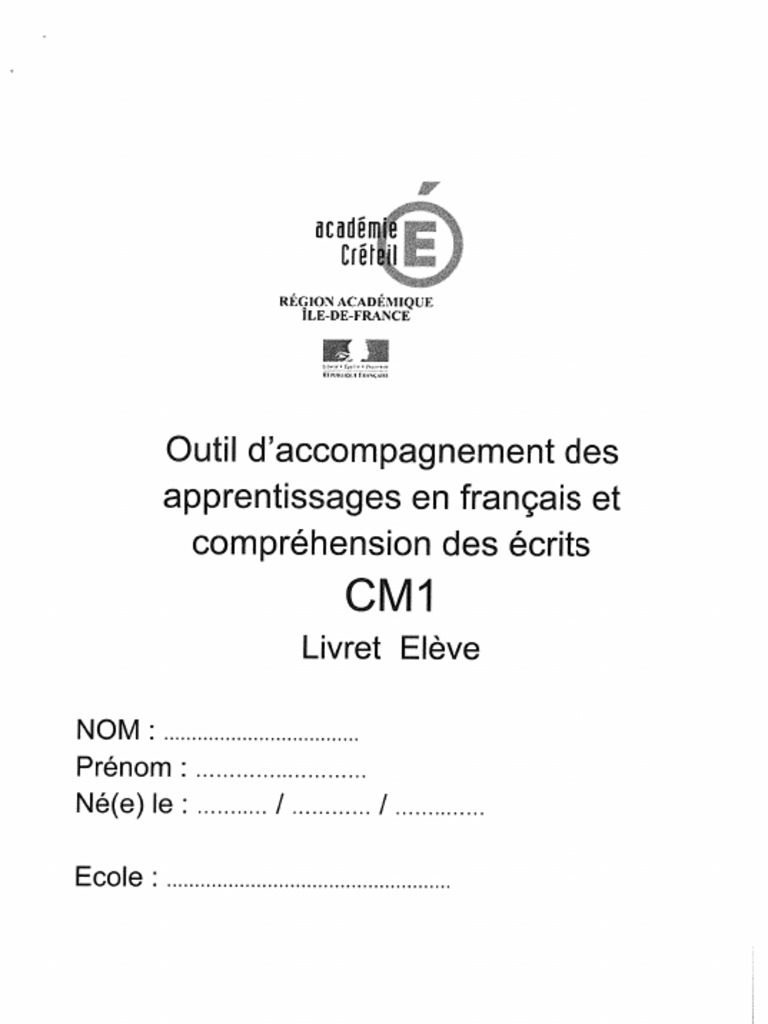 Evaluation cm1 Francais Livret Eleves | PDF