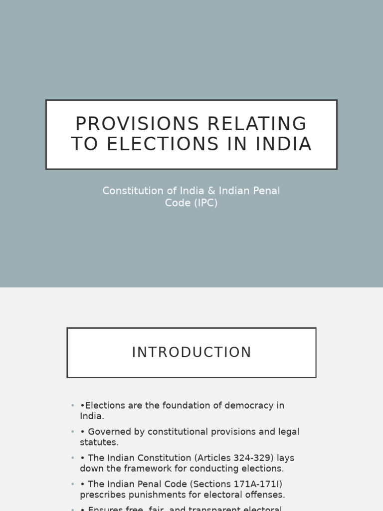 Provisions Related to Election IPC and Constitution | PDF | Elections ...