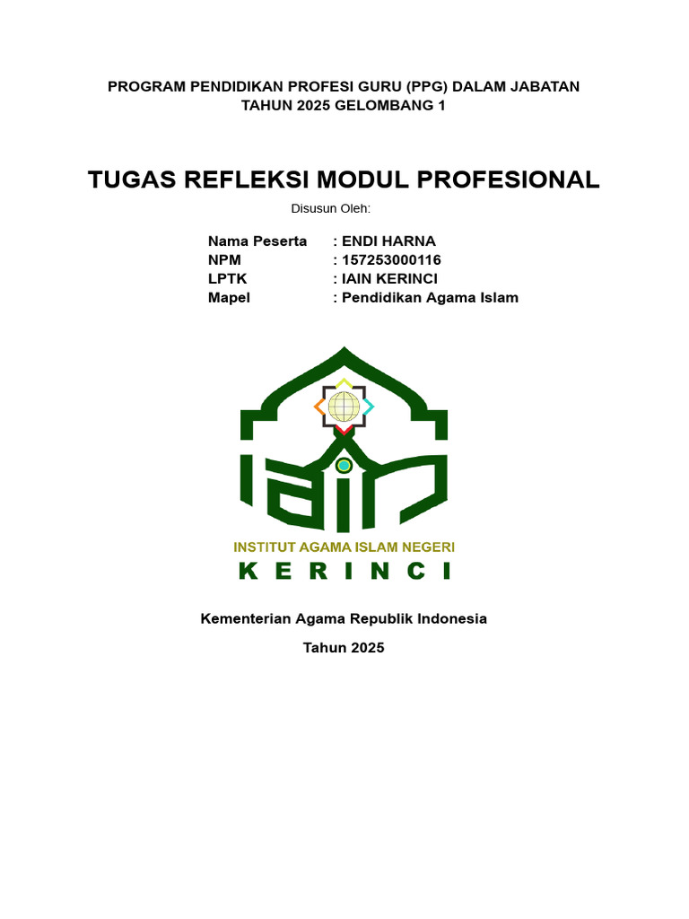 Tugas Refleksi Modul Profesional Endi Harna | PDF