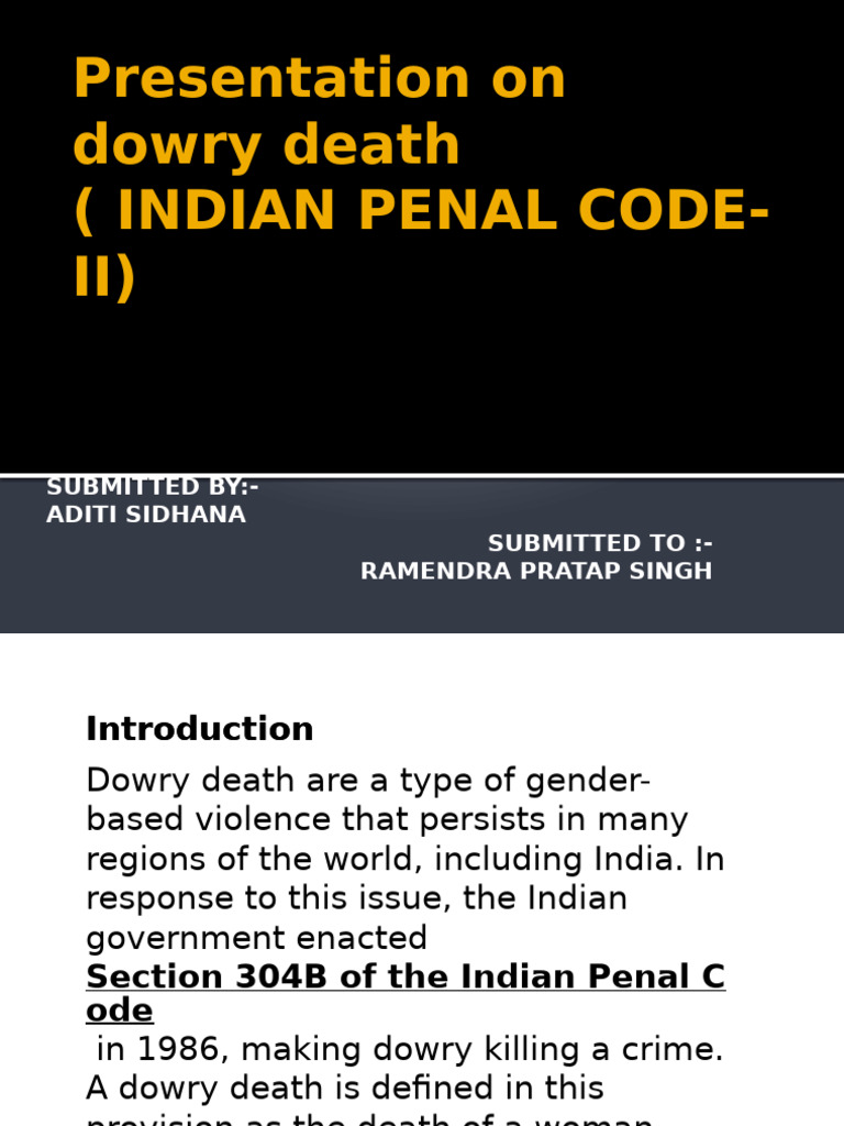 Presentation On Dowry Death | PDF | Justice | Crime & Violence