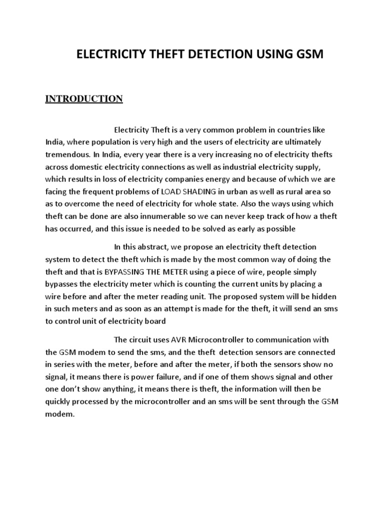 GSM-Based Electricity Theft Detection | PDF | Embedded System ...