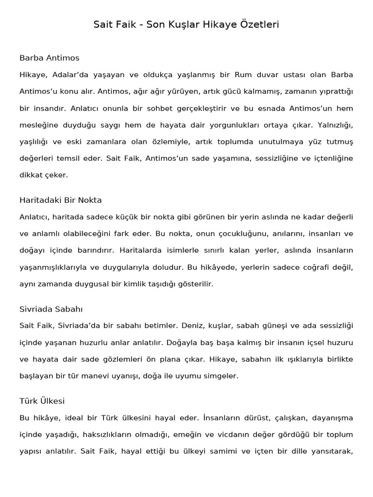 Son_Kuslar_Hikaye_Ozetleri | PDF