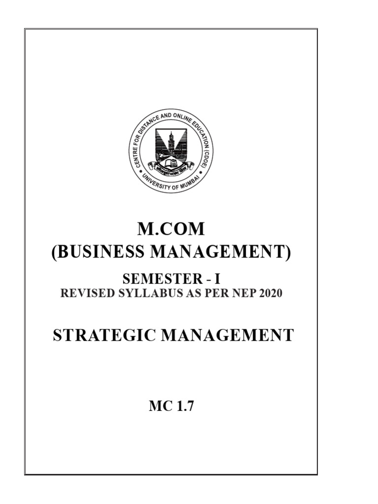 M.com Strategic Management Inner Pages | PDF | Strategic Management | Goal