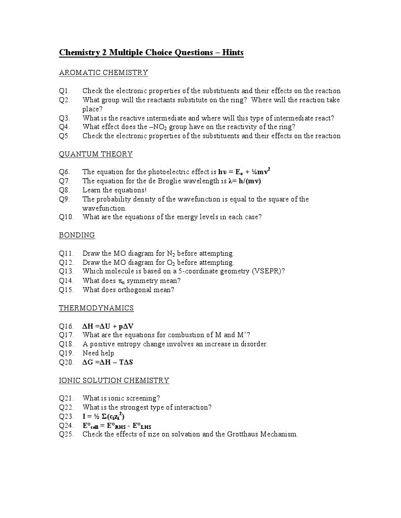 Chemistry MCQs: Aromatic to Carbonyl | PDF