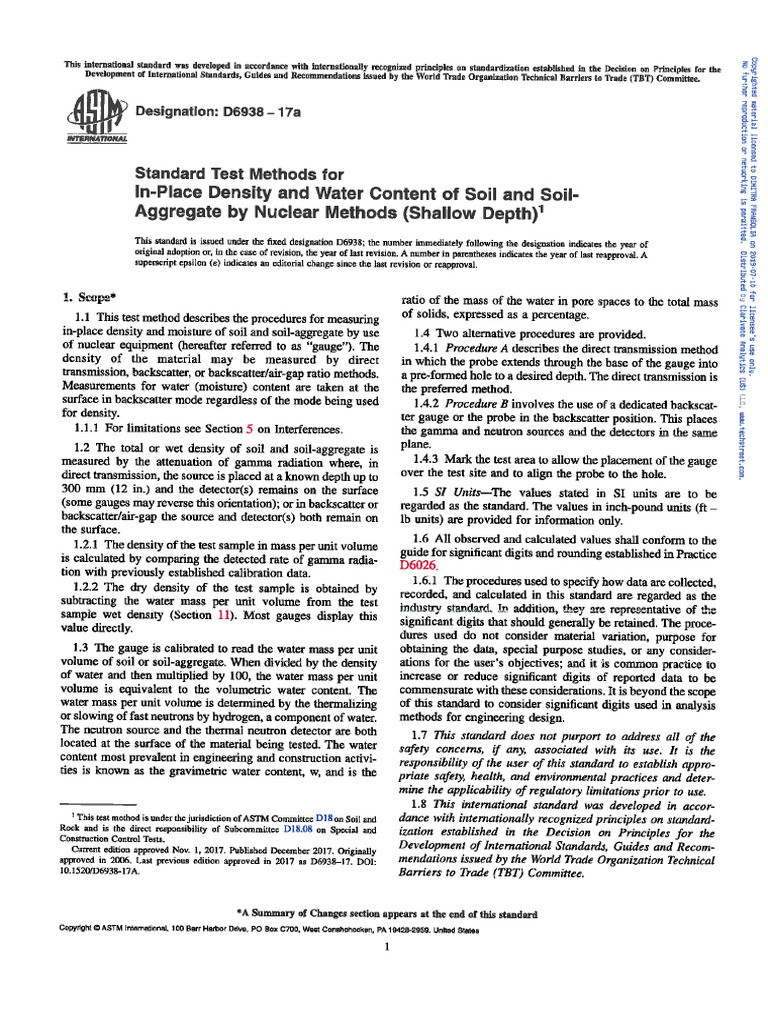 Astm D6938-17a | PDF