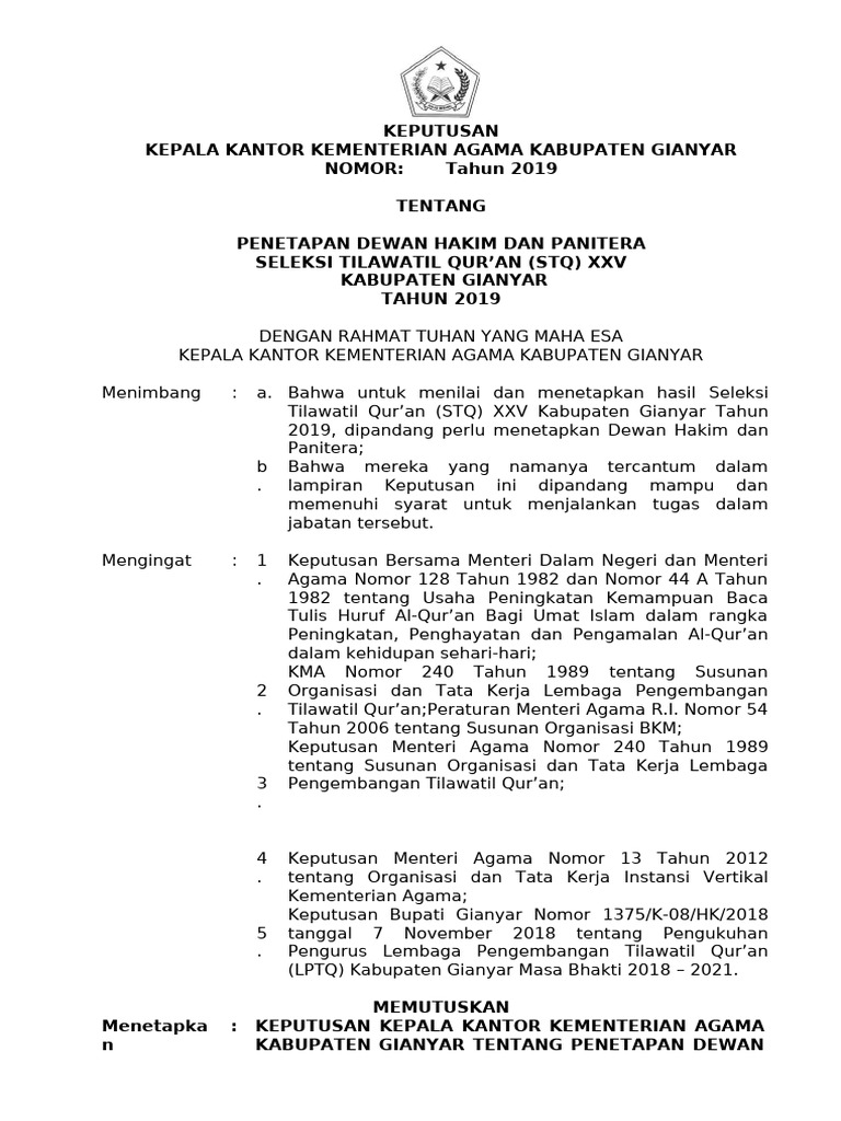 SK DEWAN HAKIM STQ 2019 (1) | PDF