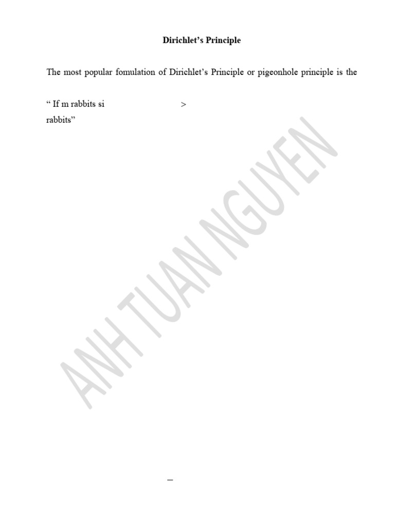 ĐỀ BÀI - Dirichlet Principle | PDF