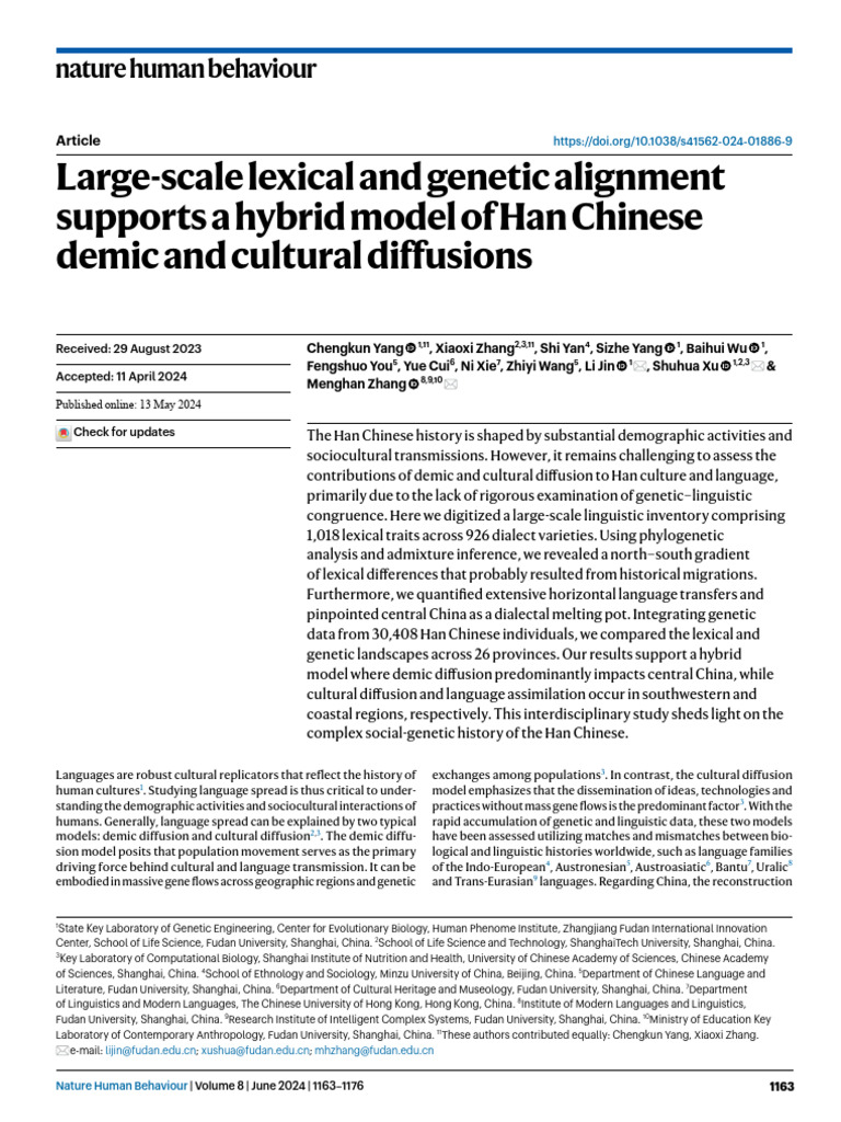 Large-Scale Lexical and Genetic Alignment Supports A Hybrid Model of ...