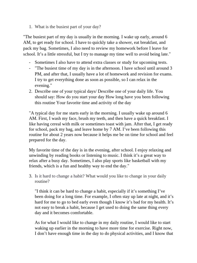 Daily Routines and Family | PDF | Sibling | Time Management