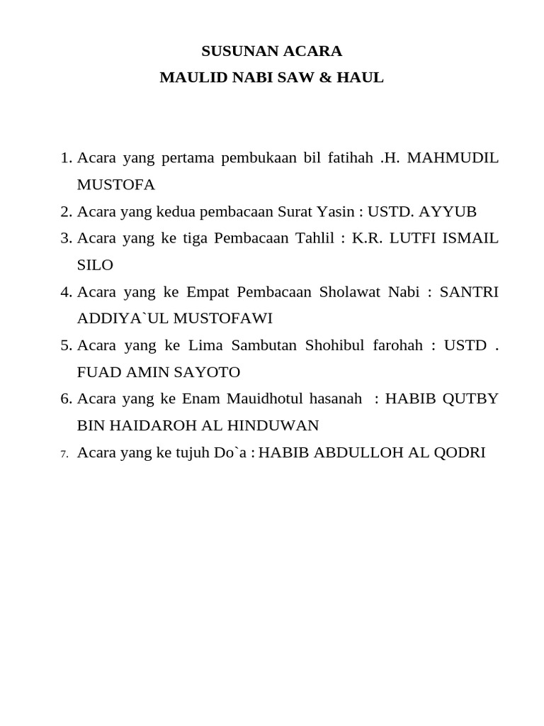 Susunan Acara 1 | PDF