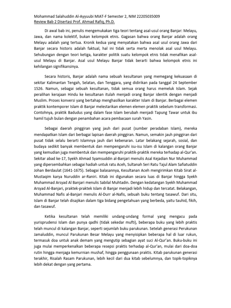 Ayub, Review Bab 2 Disertasi Ahmad Rafiq (Tugas Ke-5) | PDF