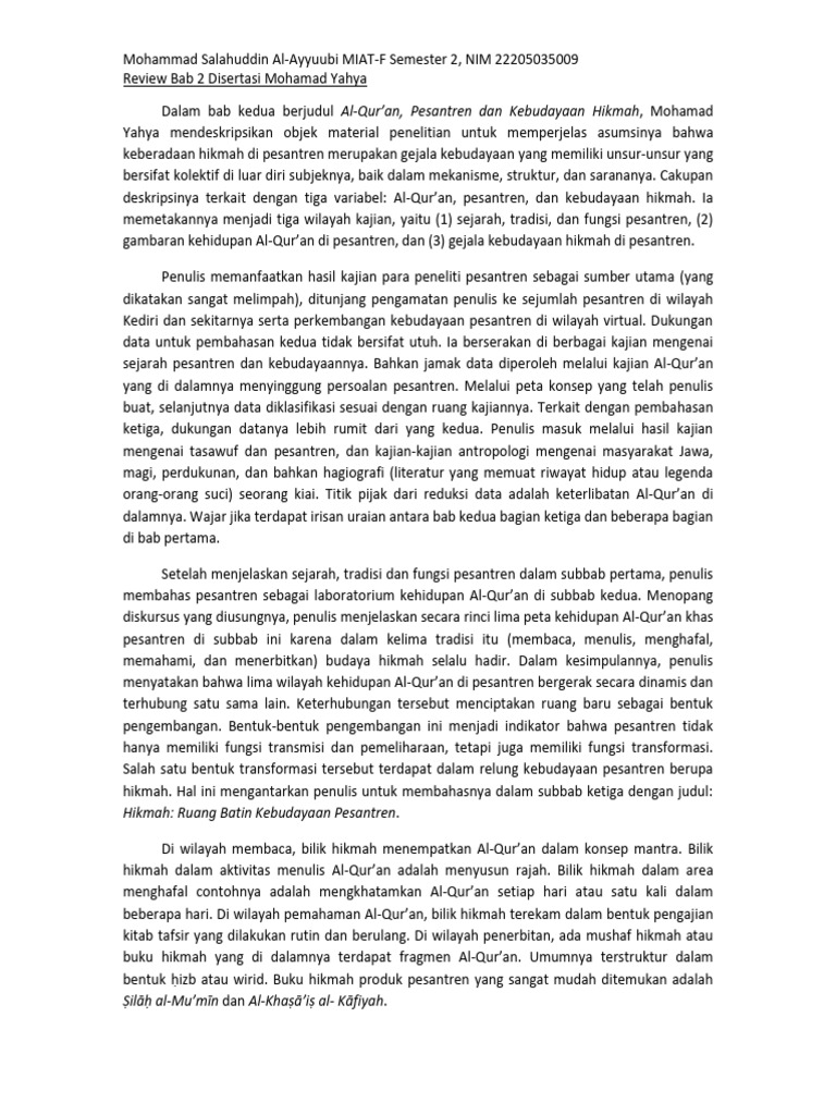 Ayub, Review Bab 2 Disertasi Mohamad Yahya (Tugas Ke-6) | PDF