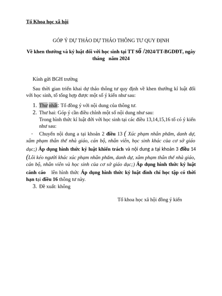 Góp Ý TTKT, KL Hs 2024 | PDF