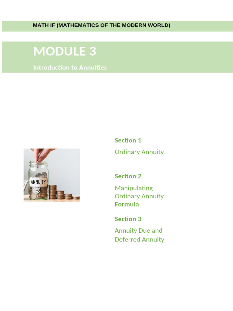 Module 3 Introduction To Annuities Updated | PDF | Present Value | Interest