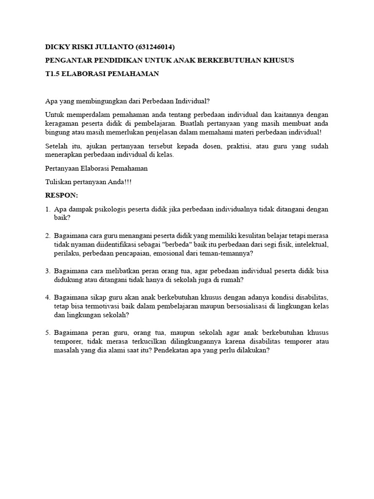 t1.5 Elaborasi Pemahaman - Dicky Riski Julianto | PDF
