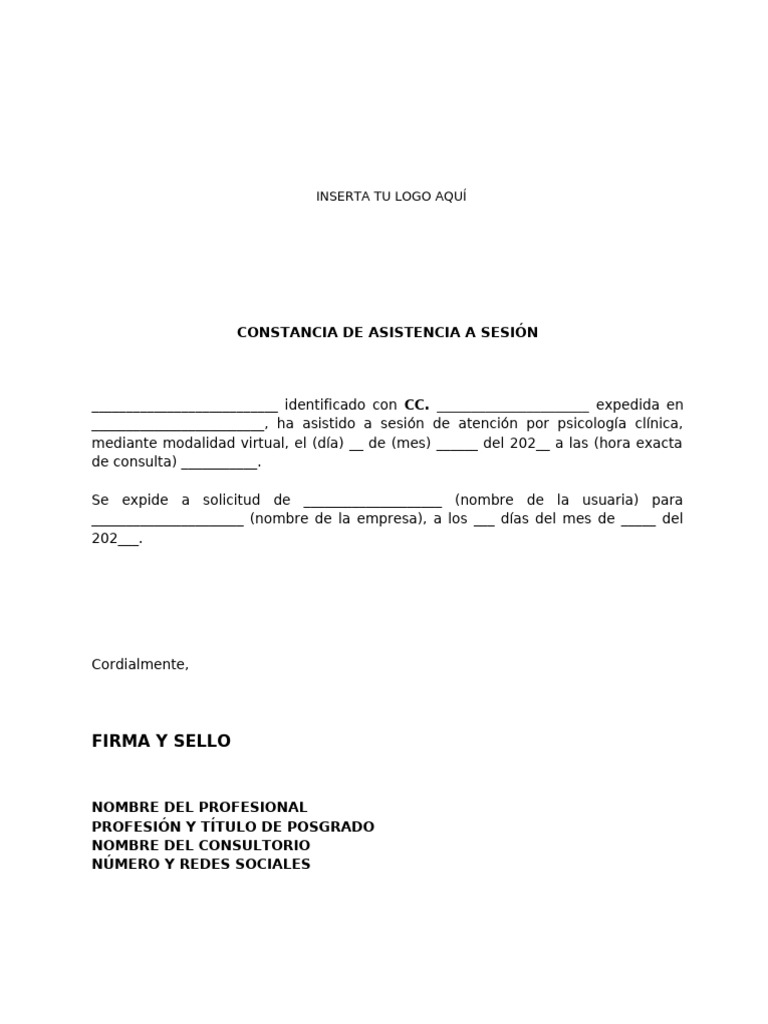 Certificado de Asistencia A Consulta. | PDF