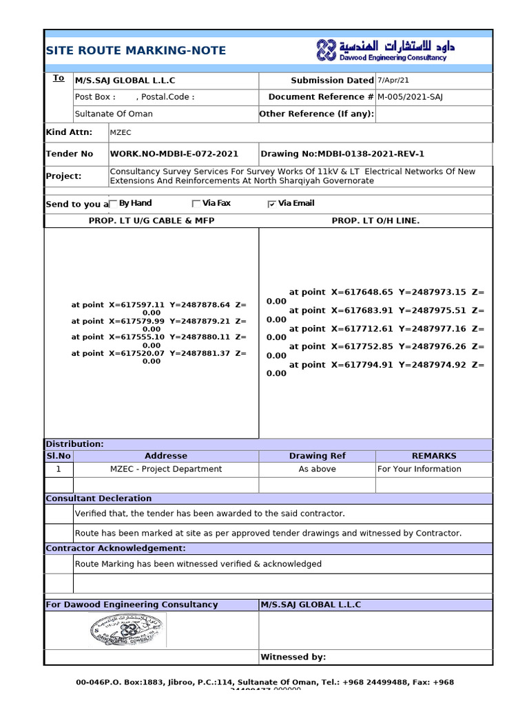 Site Route Marking Note for SAJ Global | PDF | Fax | International ...