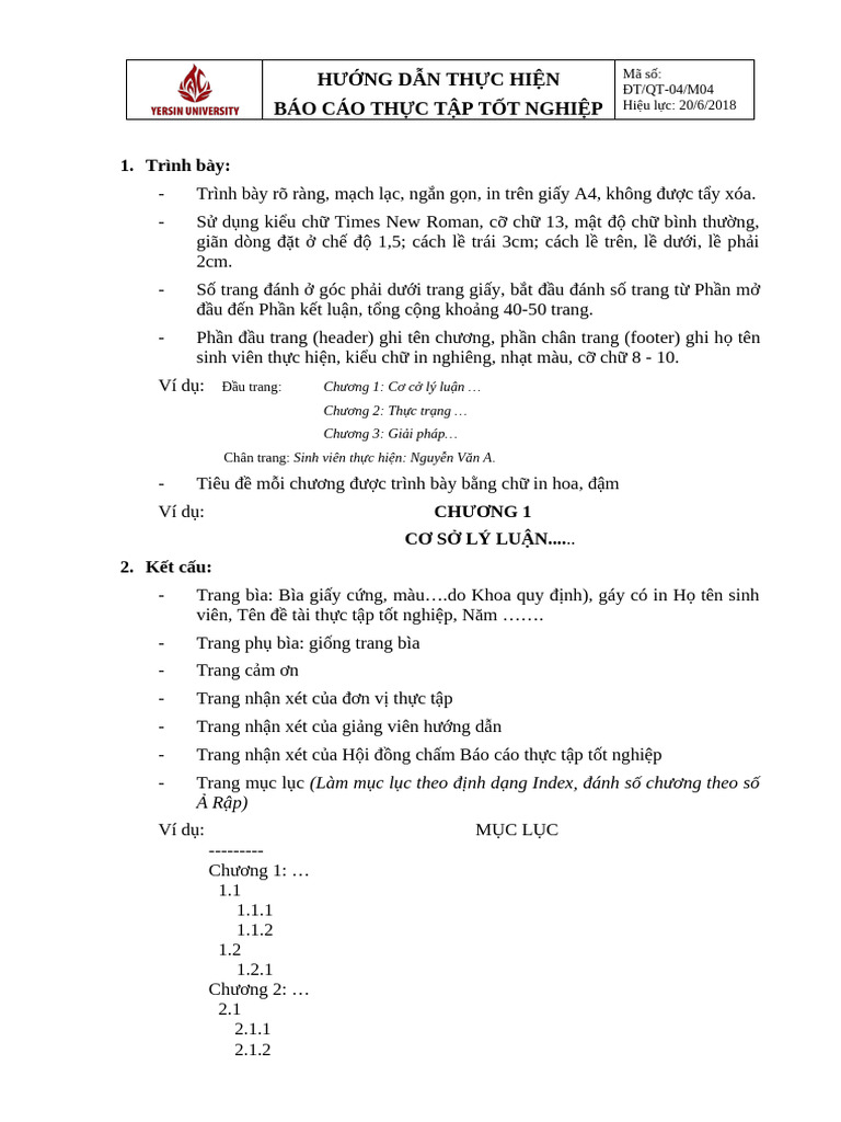 Mau 04 - Huong Dan Trinh Bay TT Tot Nghiep | PDF