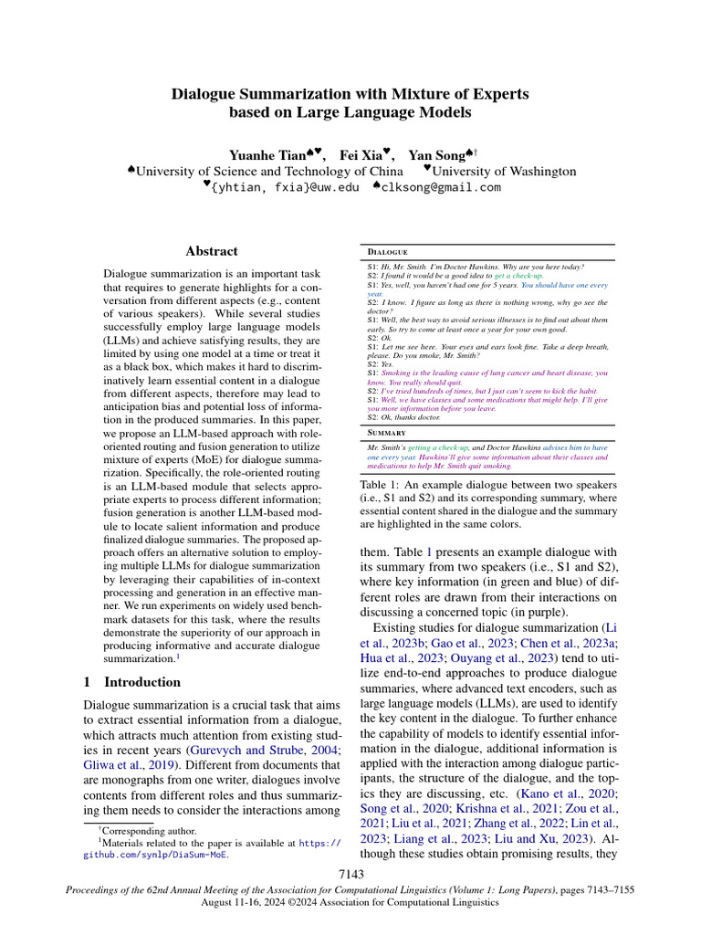 Dialogue Summarization With Mixture of Experts Based On Large Language Models | PDF | Learning