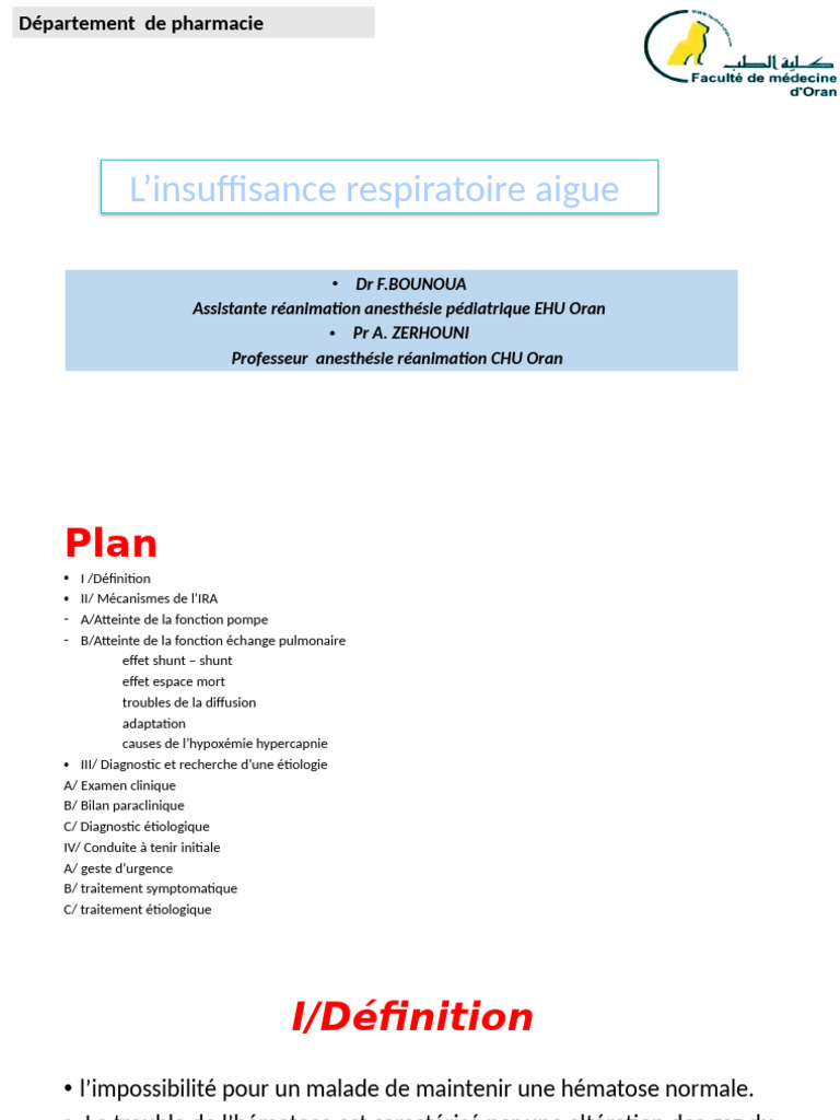 Mécanismes de l'insuffisance respiratoire | PDF | Système respiratoire ...