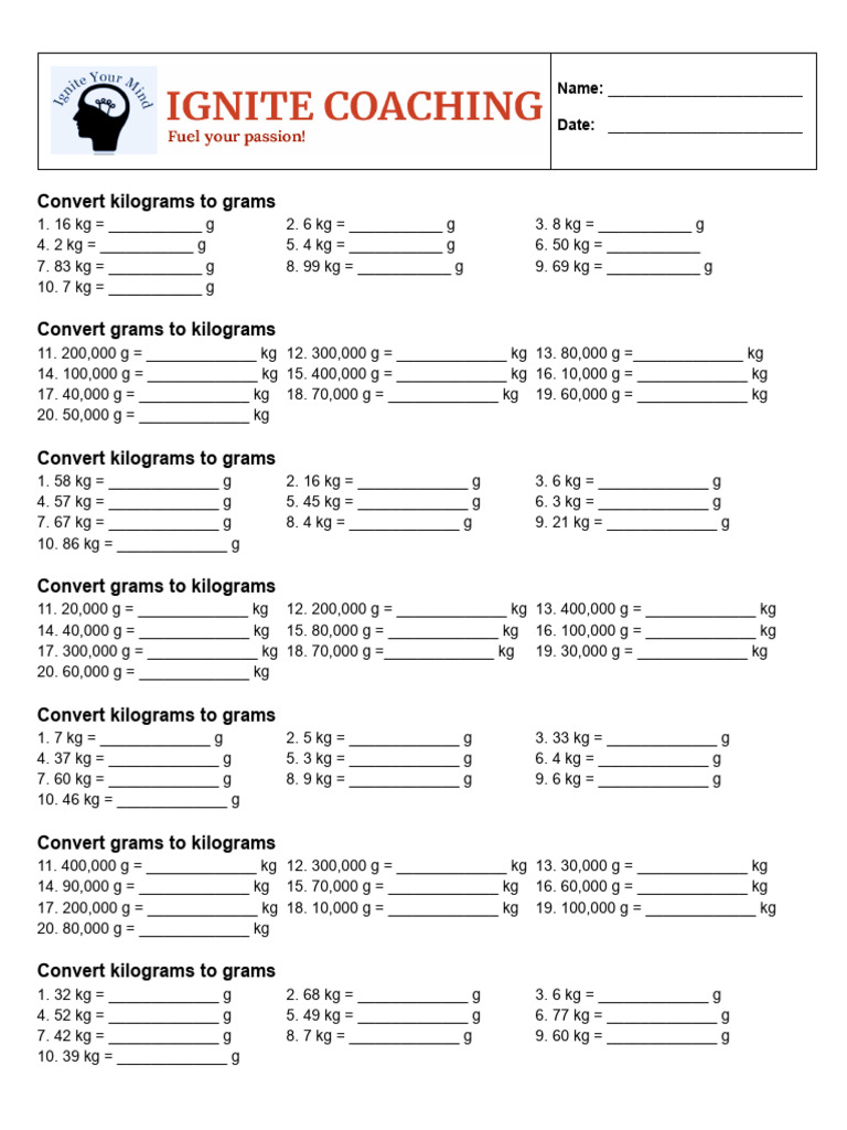 Practice Worksheet 3 - Measurement of Weight | PDF | Kilogram | Units ...