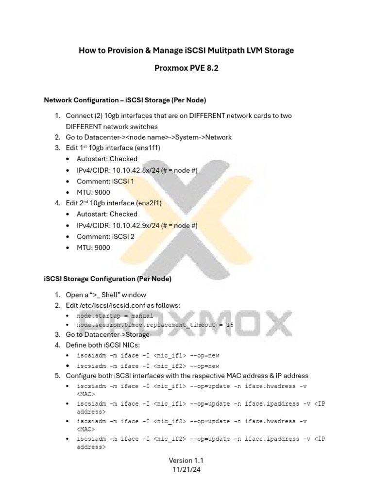 Proxmox-Provision & Manage iSCSI Multipath LVM Storage-1 | PDF | Ip Address | Computer Data Storage