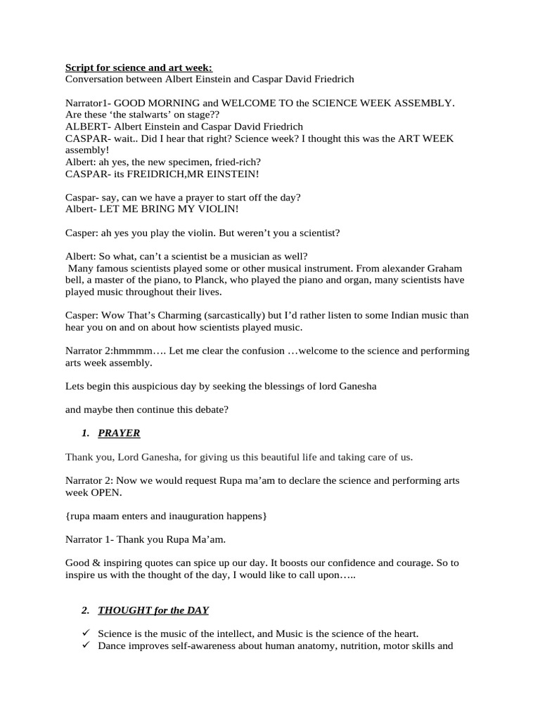 14.08. Edited Science Week Script | PDF
