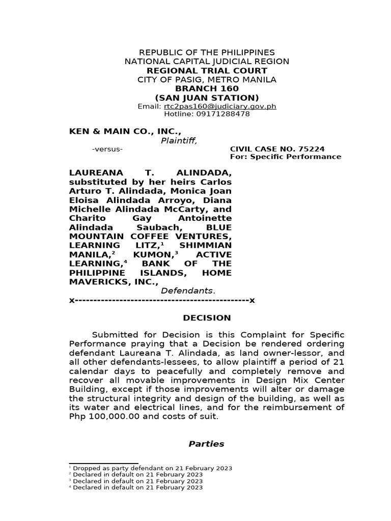 Ken Chan Case: Specific Performance Ruling | PDF | Lease | Common Law