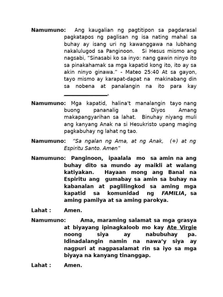 Panalangin NG Namatay Na Kapatid | PDF