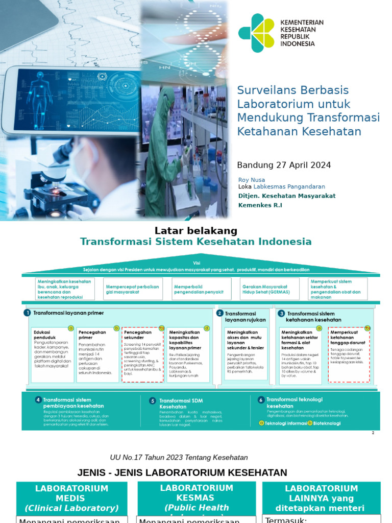 Tujuan Surveilans Laboratorium Kesehatan | PDF