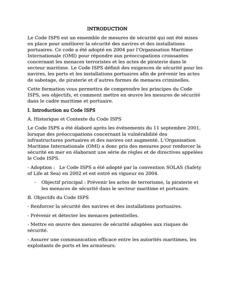 Comprendre le Code ISPS Maritime | PDF | Sécurité | Port