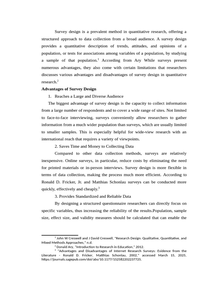 Advantage and Disadvantage Survey | PDF | Survey Methodology | Sampling ...