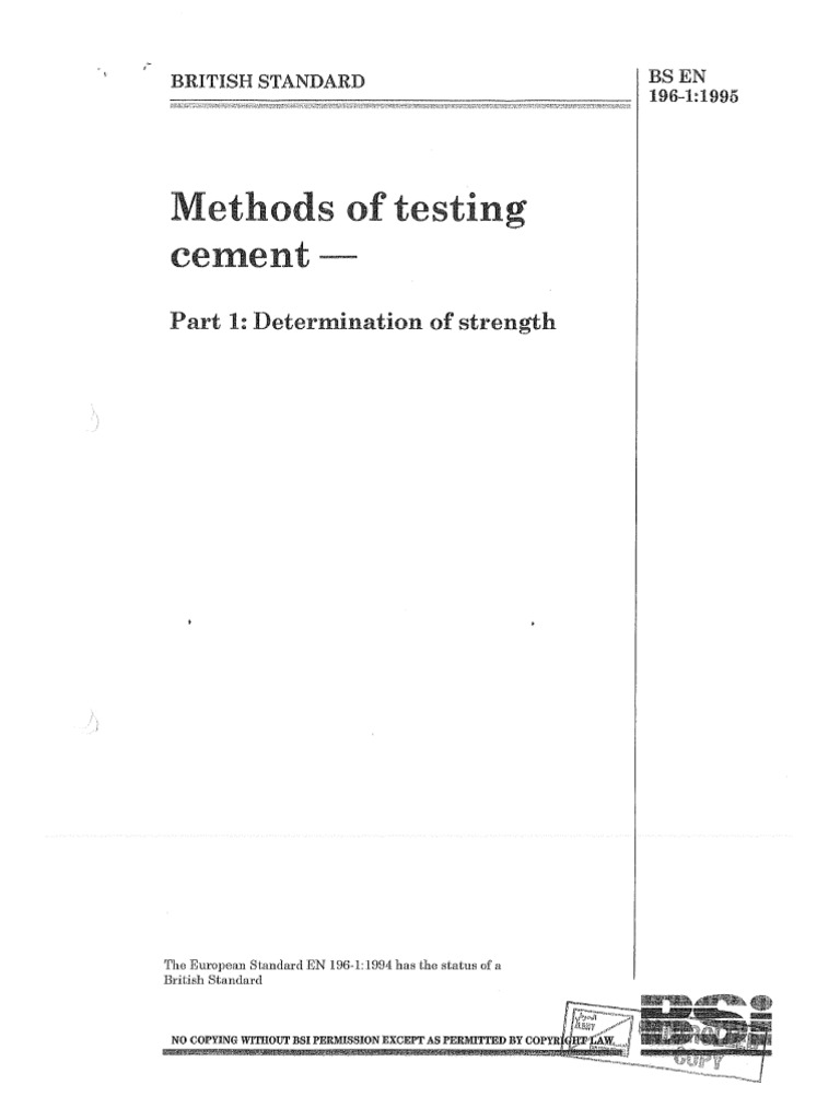 BS EN 196-1 - Methods of Testing Cement | PDF