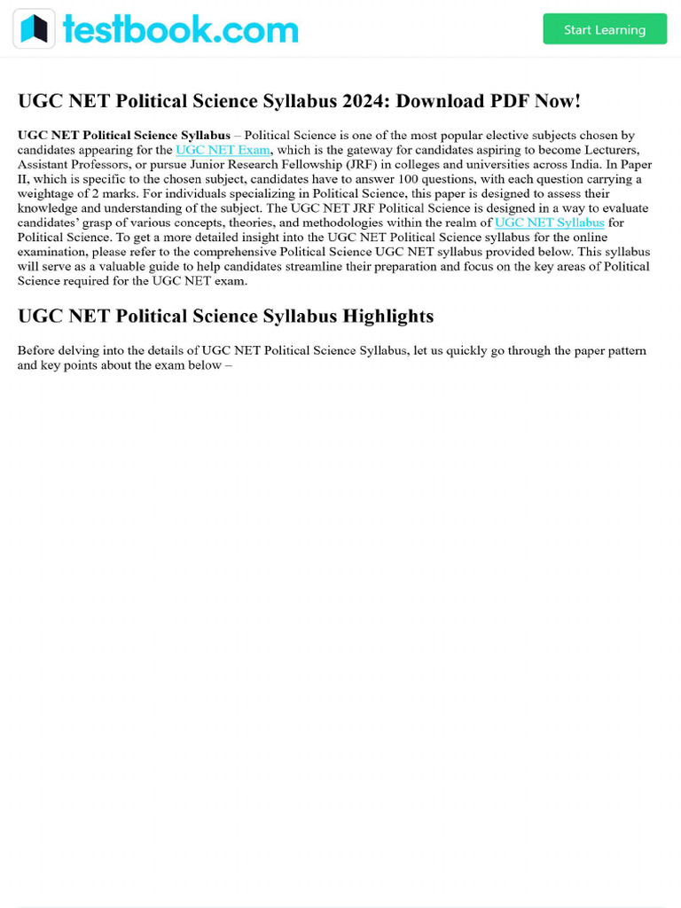 UGC NET Political Science Syllabus 2024_ Download PDF Now! | PDF