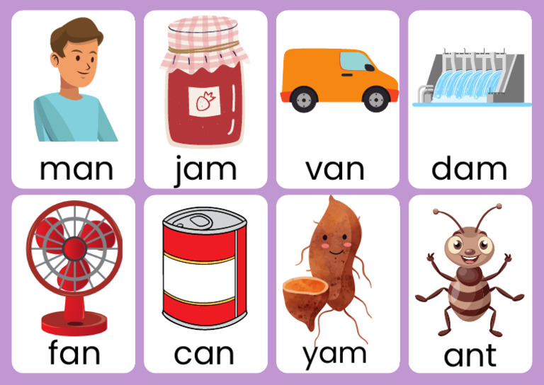 Zoo Animals Kindergarten Flashcards in Purple Illustrated Style | PDF