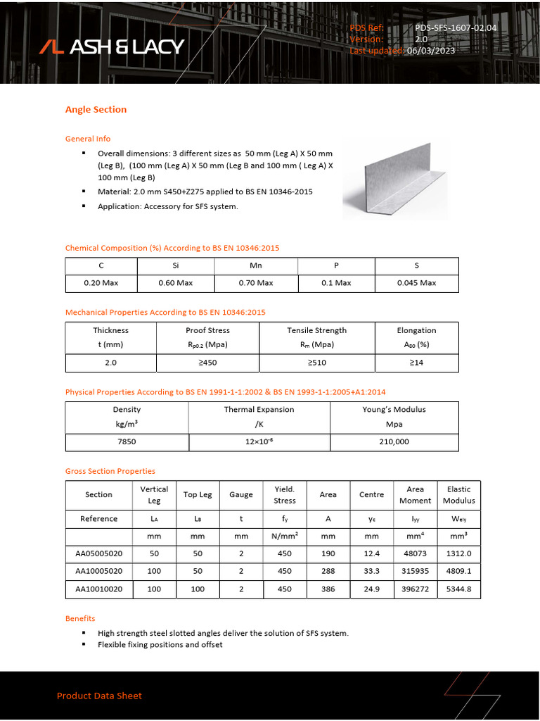 PDS-SFS-1607-02.04 Angle V2.0 | PDF | Strength Of Materials | Yield ...