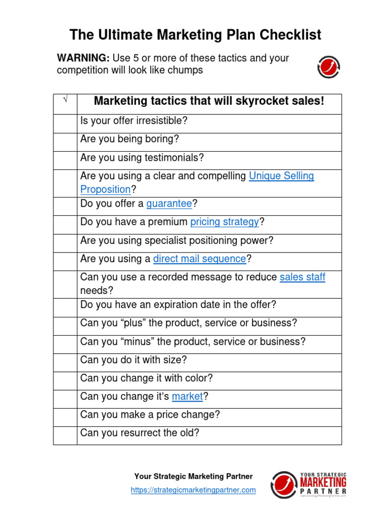 The-Ultimate-Marketing-Plan-Checklist | PDF