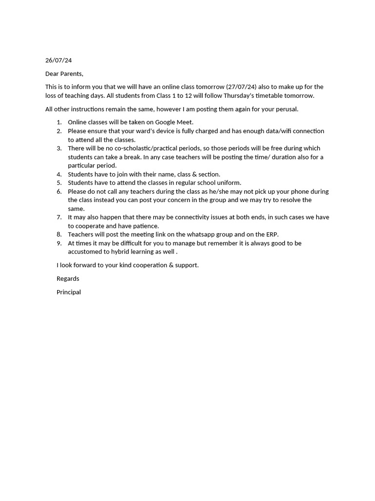 Circular for parents 27-07-24.1721992198 | PDF