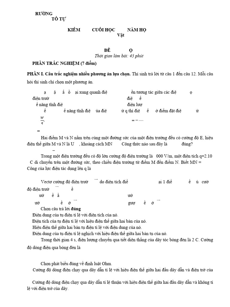 5. Lý 11 - Ck2 - 2024 - 2025 - Đề Minh Họa - Nguyen Duy Nhat (Fe Fsc Dn) | PDF