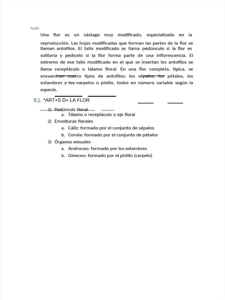 Estructura y Tipos de Flores | PDF | Flores | Botánica