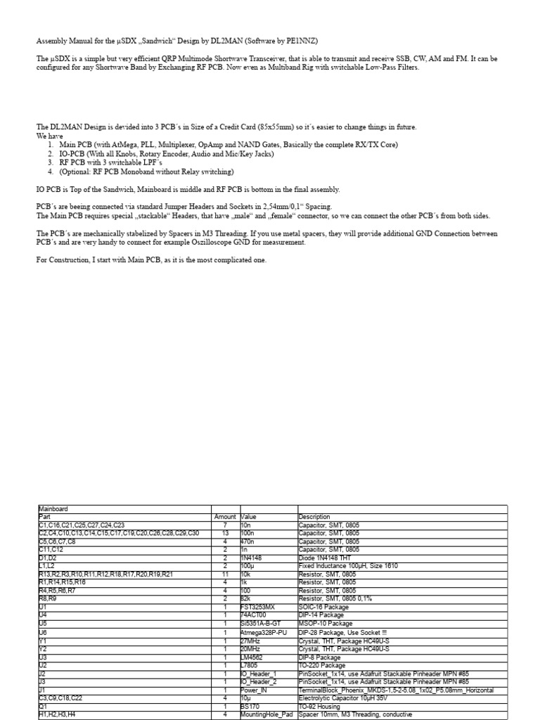 USDX Building Manual DL2MAN | PDF | Printed Circuit Board | Electrical ...