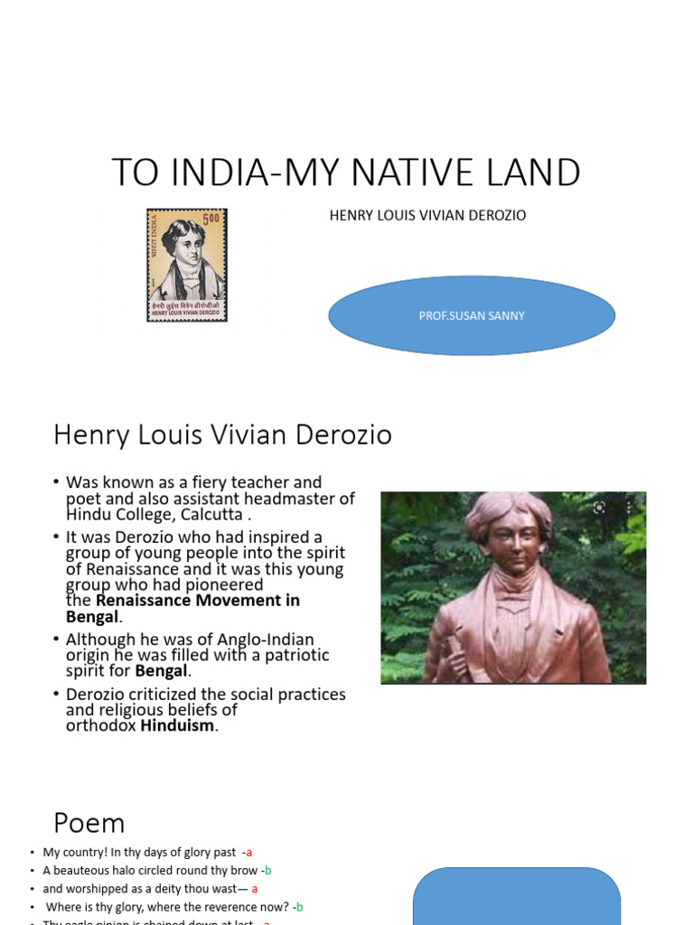 TO INDIA-MY NATIVE LAND-PDF-Susan Sanny | PDF