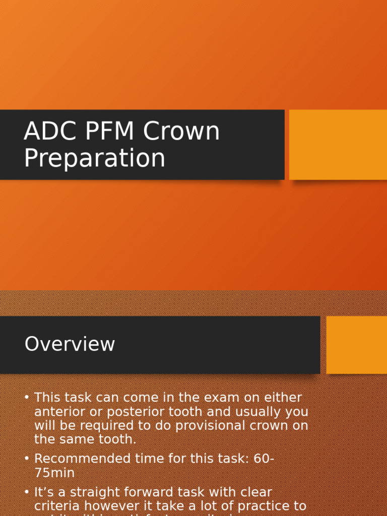 ADC PFM Crown Preparation | PDF | Anatomical Terms Of Location | Dentistry